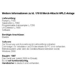 Merck-Hitachi D-7000 HPLC used with warranty. Used Merck-Hitachi D-7000 ...